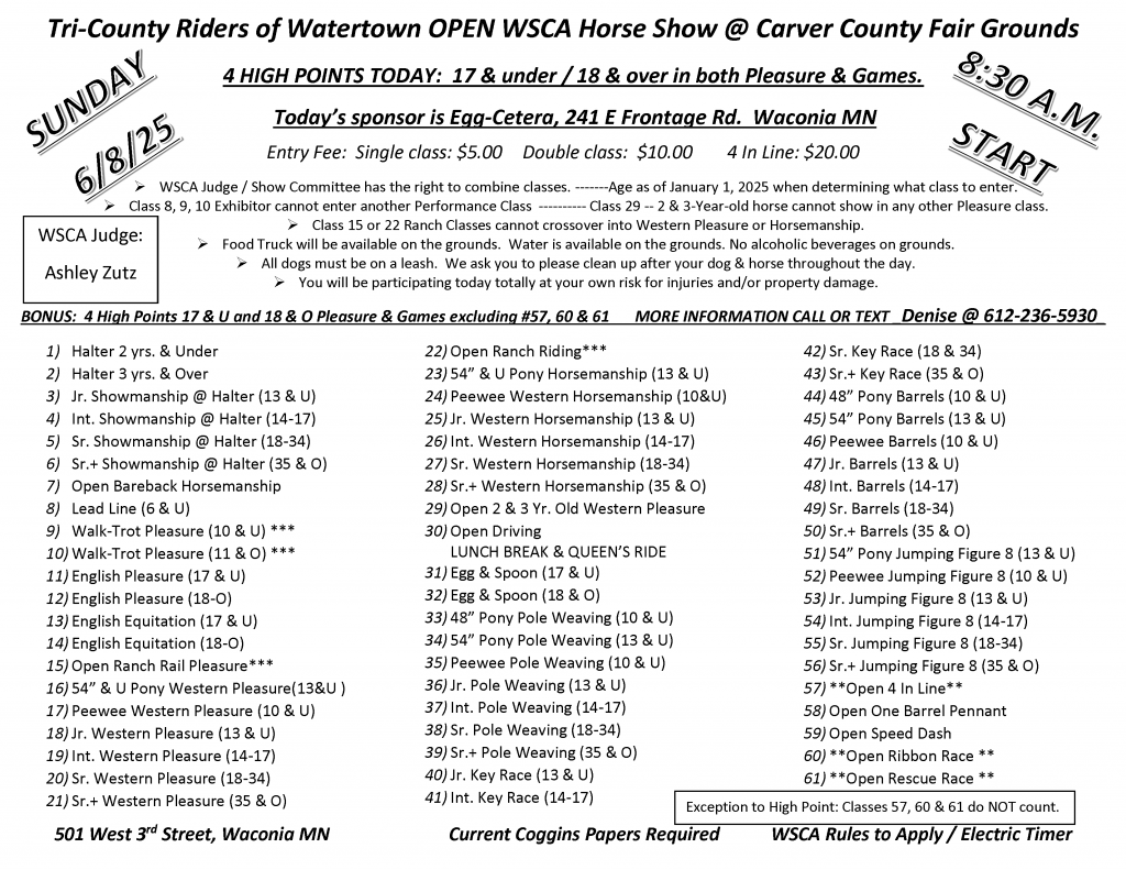 Tri County Riders of Watertown S.C. – Horse Show – WSCA On Deck Site